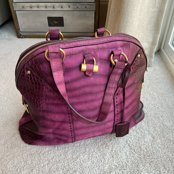 Yves Saint Laurent | Bags | Xl Yves Saint Laurent Croc Embossed Leather ...